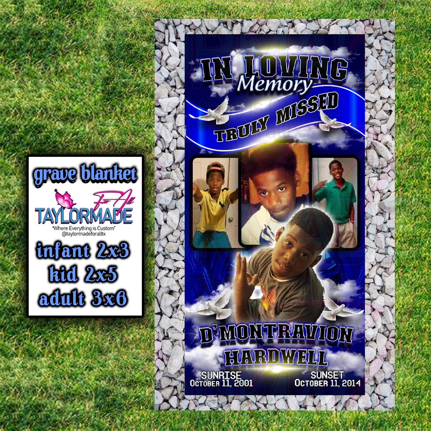 3 Frame Memorial/Rip Grave Blanket – Taylormade For All Custom Clothing LLC